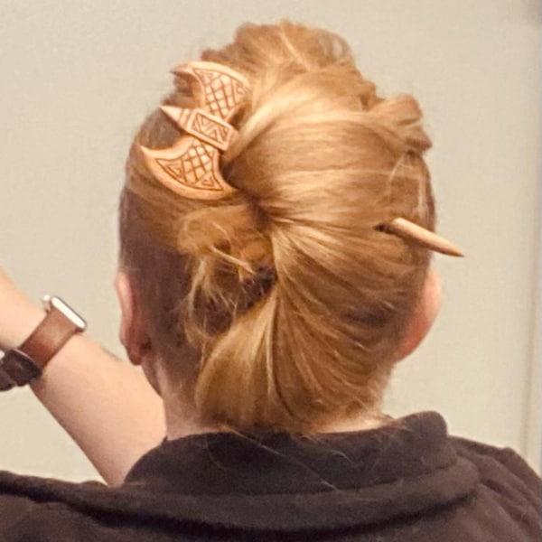 Wooden Trident Hair Pin | Hand Carved Hair Fork | Handmade Hair Stick ...