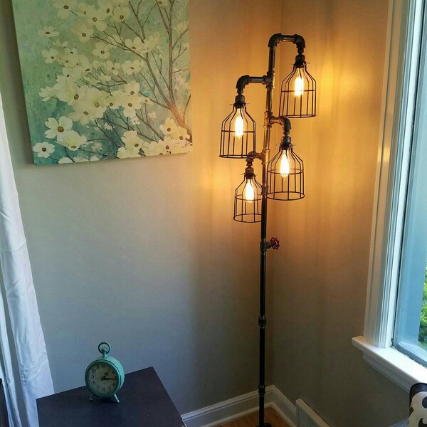 Pipe Floor Lamp 4-fixture Metal Lamp Guard Bulb Cage DOES NOT Include Bulbs - Etsy Canada