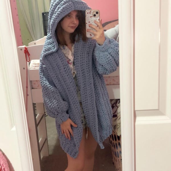 Cloud Cardigan PATTERN - Crochet Hooded Soft Fluffy Puffy Oversized ...
