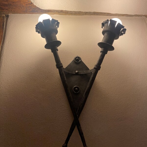 Medieval Style Wall Lamp,gothic Style Wall Sconce,double Torch Lamp ...
