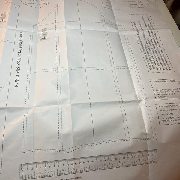 Basic Fitted Bodice Block UK 4-22 USA 0-18 & EU Size Conversions Ideal for Designer Pattern ...