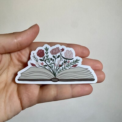 Floral Book Sticker / Open Book Sticker / Reading Sticker / Book ...