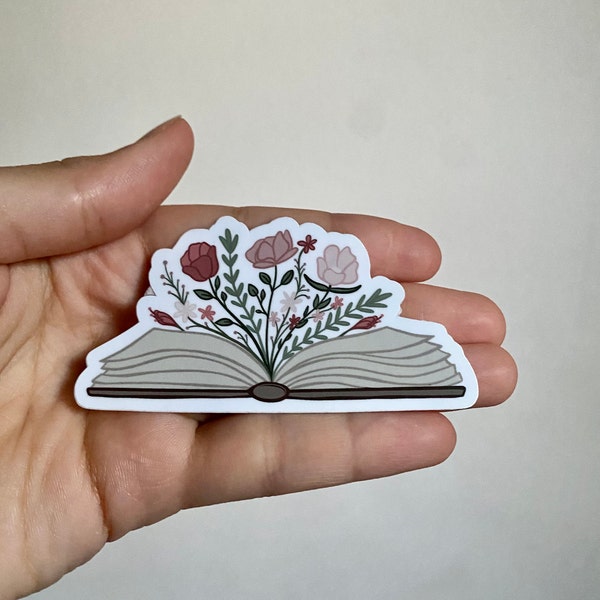 Floral Book Sticker / Open Book Sticker / Reading Sticker / Book ...