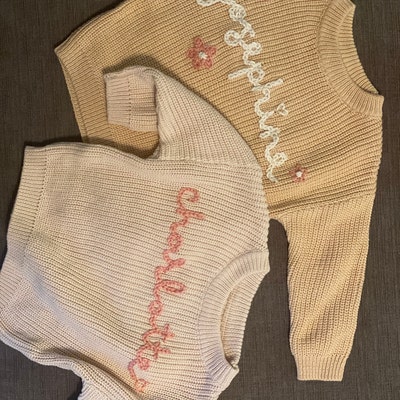 Custom Name Letter Sweater, Hand Knit Sweater, Baby Initial Sweater ...