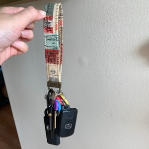 Vintage Ticket Key Fob Wrist Lanyard Key Fob Wristlet Wristlet Keychain ...