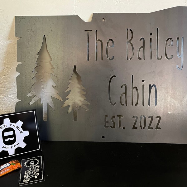 Personalized Metal Cabin Sign - Mountain Cabin Established Date Wall ...