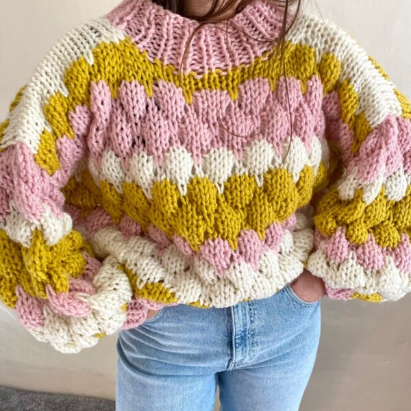 Bubble Cardigan Knitting Pattern, Digital Download, Chunky Knit ...
