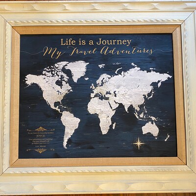 World Map Gift, Personalized Text, Customized Anniversary Gift for ...