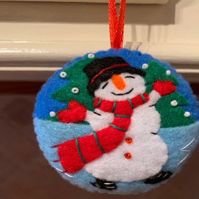 Felt Snowman Ornament, Christmas Decorations, Felt Christmas Decoration ...