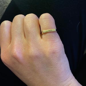 18K 14K 9K Rectangular Bar Signet Ring Diamond Signet Ring | Etsy