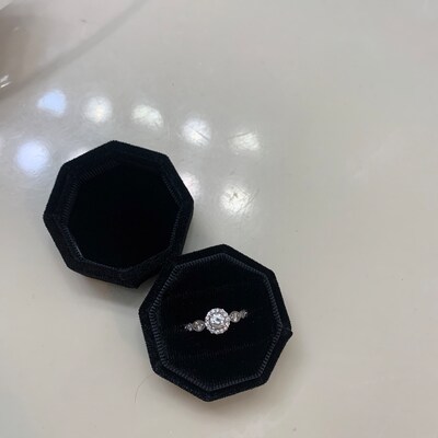 Triple Slot Octagon Velvet Ring Box Custom Wedding Ring Box Engagement ...