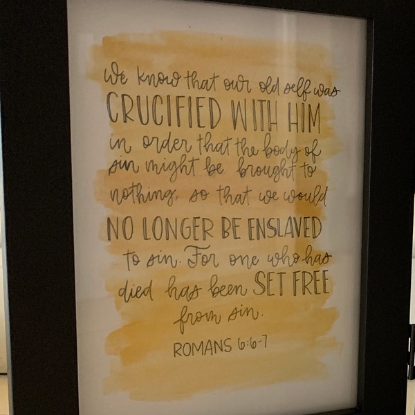 Custom Handlettered Bible Verse With Gold Background, Calligraphy Bible ...