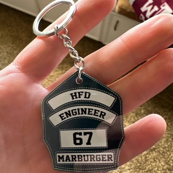 Firefighter Helmet Shield Custom Acrylic Keychain, Fireman Keychain ...