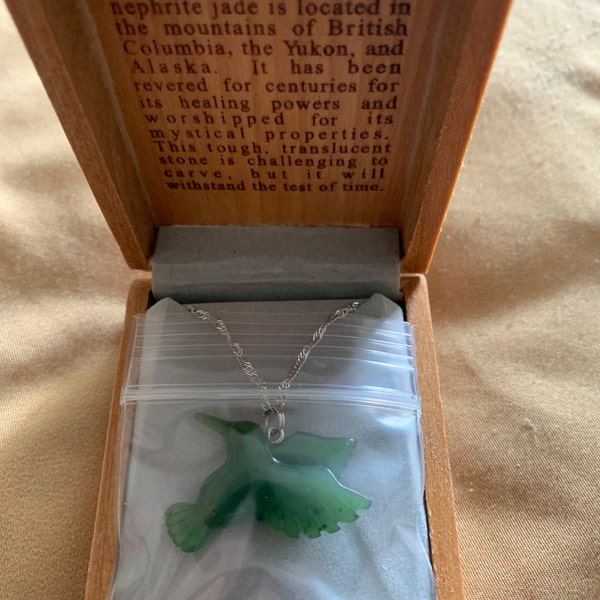 Gold Jade Hummingbird Necklace, Genuine Jade Bird Pendant - Etsy