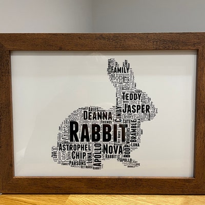 Personalised Bunny Rabbit Word Art Cloud Custom Gift, Pet Word Cloud ...