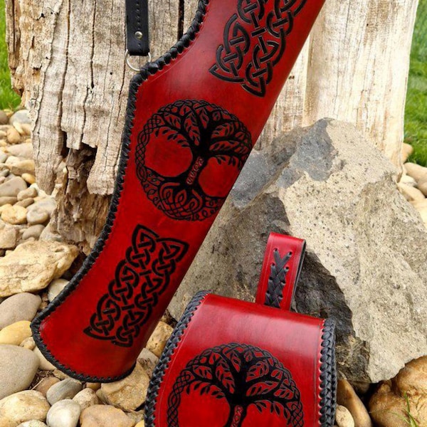 Real Leather Side Quiver With Phoenix Motif / Archer Equipment ...