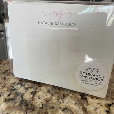 Personalized Note Cards Set, Monogram Stationery Monogrammed Note Card ...