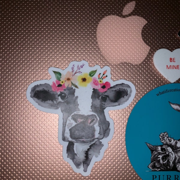 Watercolor Laptop Decal, Cow Decal, Laptop Sticker, Journal Cover ...