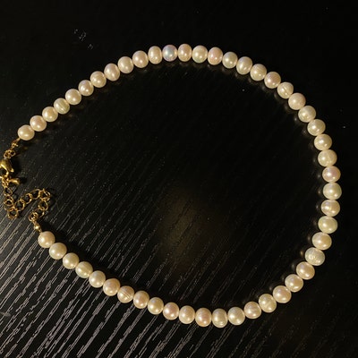 CLAM Real Freshwater Pearl Necklace Choker, Pearl Necklace for Women ...