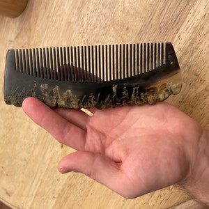 1PCS Natural Handmade Cattle Horn Comb Hair Brush,handle Horn Massage ...