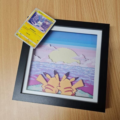PIKACHU COUPLE Pokemon Framed 3D Paper Art Shadow Box - Etsy UK