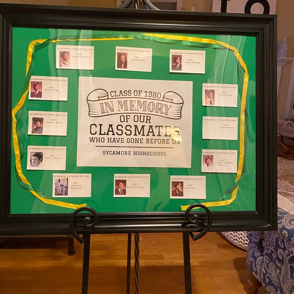 In Memory Sign for Reunion Memorial, in Memoriam of the Classmates Who ...