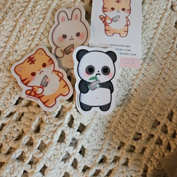 Stabby Tiger Vinyl Sticker, Tiger With Knife, Cat With Knives, Orange ...