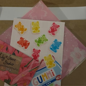 Gummy Bear Sticker Sheet Hand Drawn Kawaii Design Cute Food Stickers ...