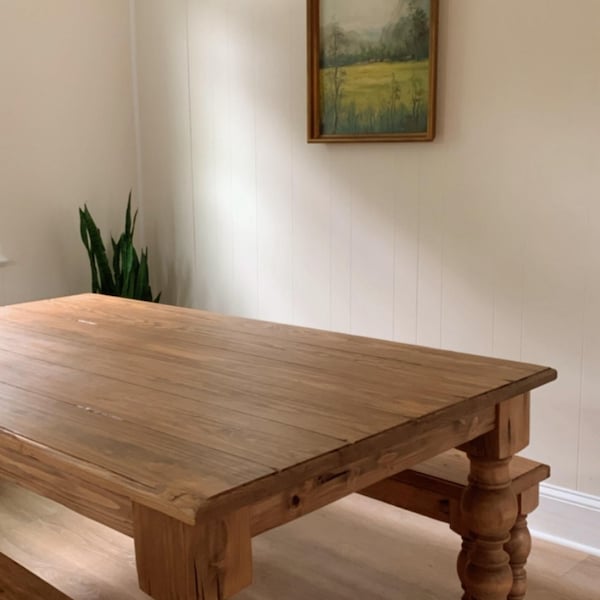 Farmhouse Dining Table // Chunky Legs // Distressed Table // Farm Table ...