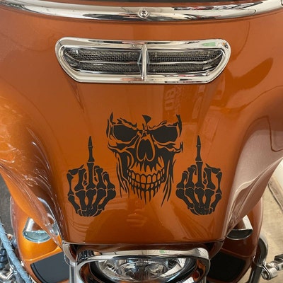 Skull With Middle Finger Vinyl Decal, Skull Decal, Skull Sticker, Skull ...