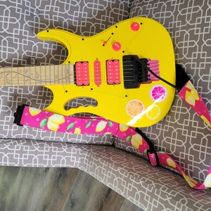 Raven Skulls and Roses Guitar Strap Black Red and Grey - Etsy