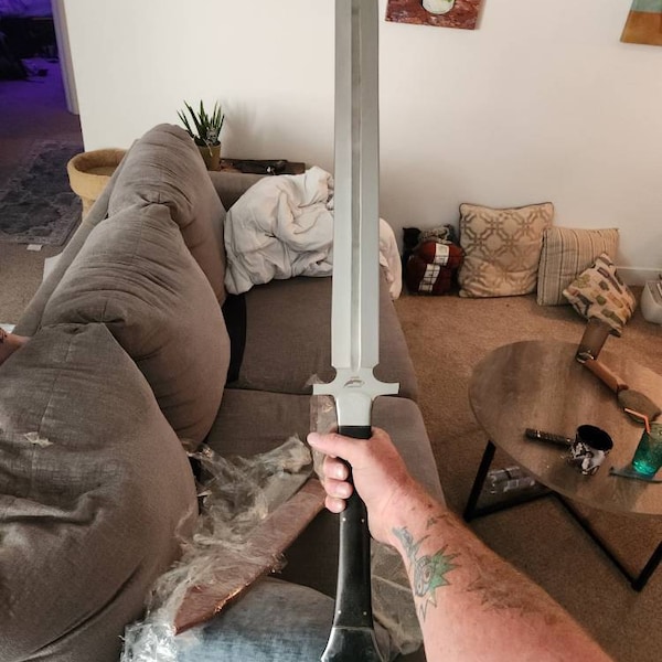 Hand Forged Full Tang Sword: Medieval Double Edge Sword With Scabbard ...