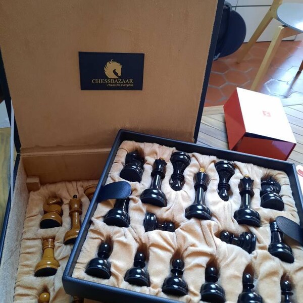 Chess Set Storage Box Leatherette Coffer With Double Tray Fixed Slots ...