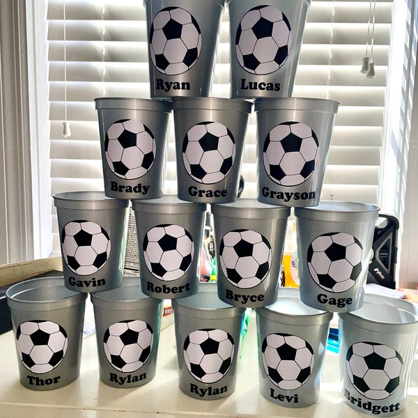Soccer Ball 16oz Reusable Stadium Cups Birthday Party Favors Game Day ...