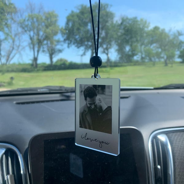 Custom Photo Car Mirror Tag | Photo Ornament | Photo Drive Safe | Rear ...