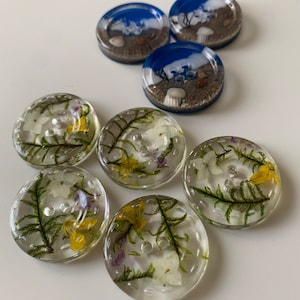 Floral Handmade Buttons 30mm in Pieces not Sets/ Epoxy Resin Buttons ...