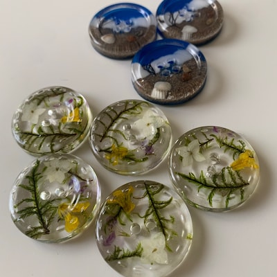 Floral Handmade Buttons 30mm in Pieces not Sets/ Epoxy Resin Buttons ...