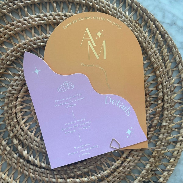 Pink Bridal Shower Wave Wedding Menu Printed Wavy Oval Shaped Wedding ...