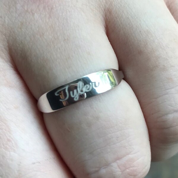 Sterling Silver Ring - Custom Name Ring - Signet Ring Silver - Engraved ...