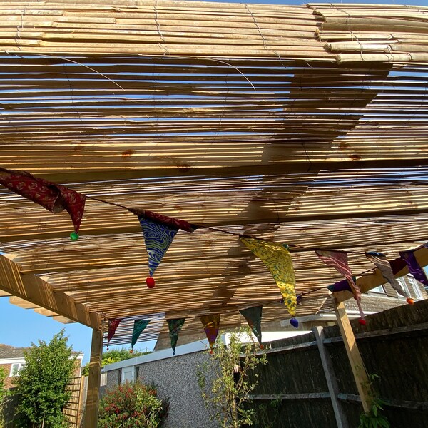Very Long Bunting 7 Metres, Sari Bunting With Pompoms, Recycled Bunting ...