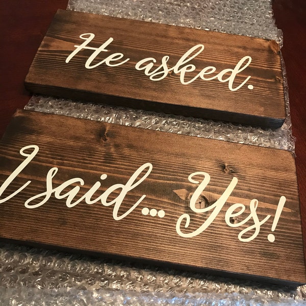She Said Yes Signs 2 Wooden Handpainted Signs Rustic Wedding Wood Sign ...