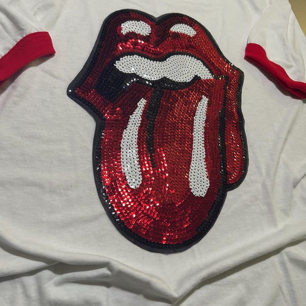 Large Heart Eye Sequin Sew on Iron on Patch Back Patch Sequinned ...