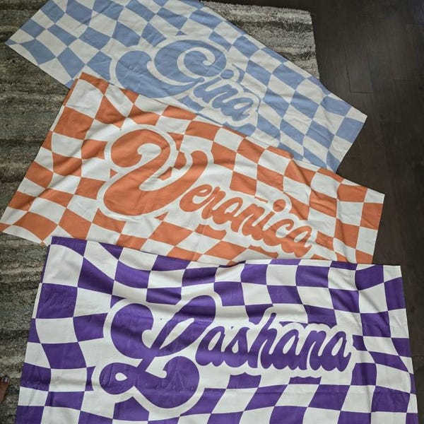 Personalized Round Multi-color Beach Towel, Personalized Beach Towel ...