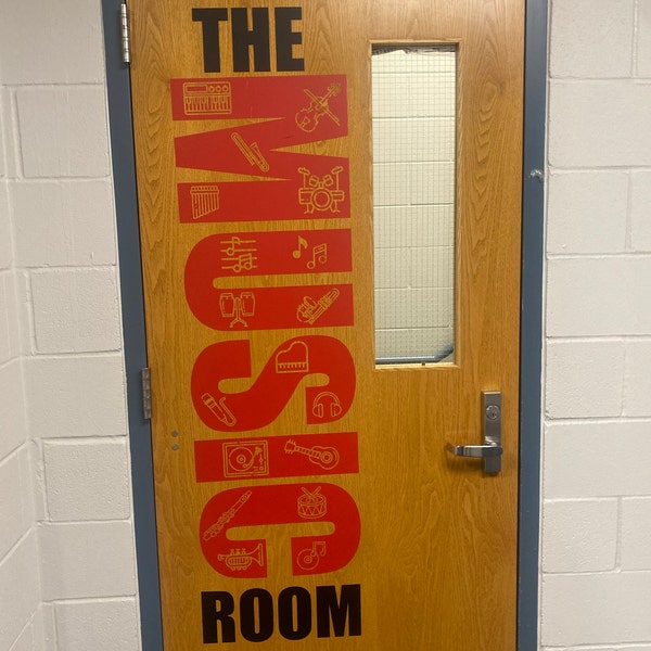 Music Room Door Decal | Vinyl Classroom Sign for Teachers | Band Choir ...