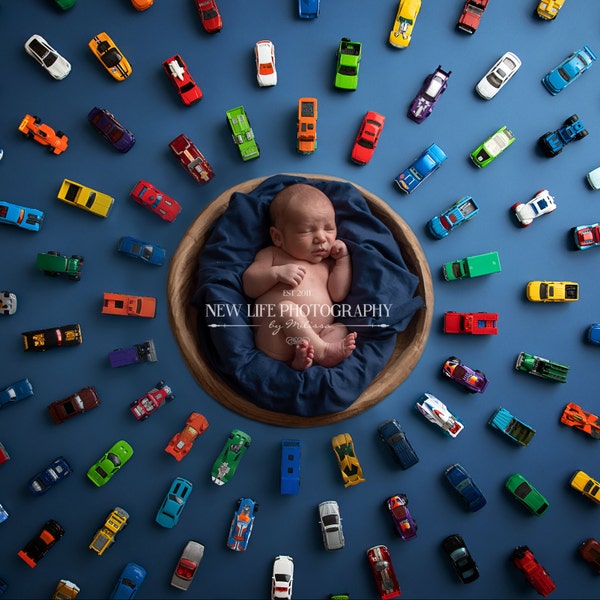 Newborn Digital Backdrop Car Truck Blue Hot Wheels Matchbox Rainbow ...