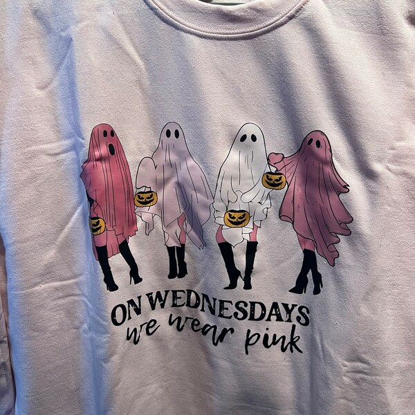 On Wednesday We Wear Pink Ghost Sweatshirt, Mean Girls Ghost Shirt ...