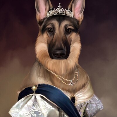 German Shepherd Owner Gift Custom Regal Dog Portrait, Royal Dog ...