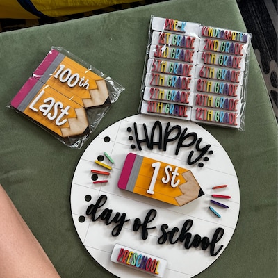 Kids Interchangeable First Day of School Sign, 100th Day of School ...