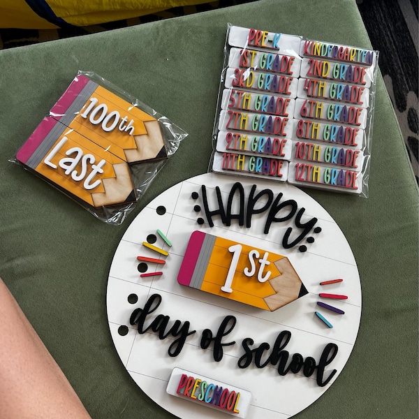 Kids Interchangeable First Day of School Sign, 100th Day of School ...