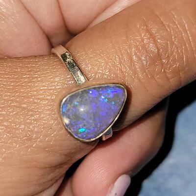Lightning Ridge Opal Ring Naturally Shaped, Sterling Silver size 6 - Etsy